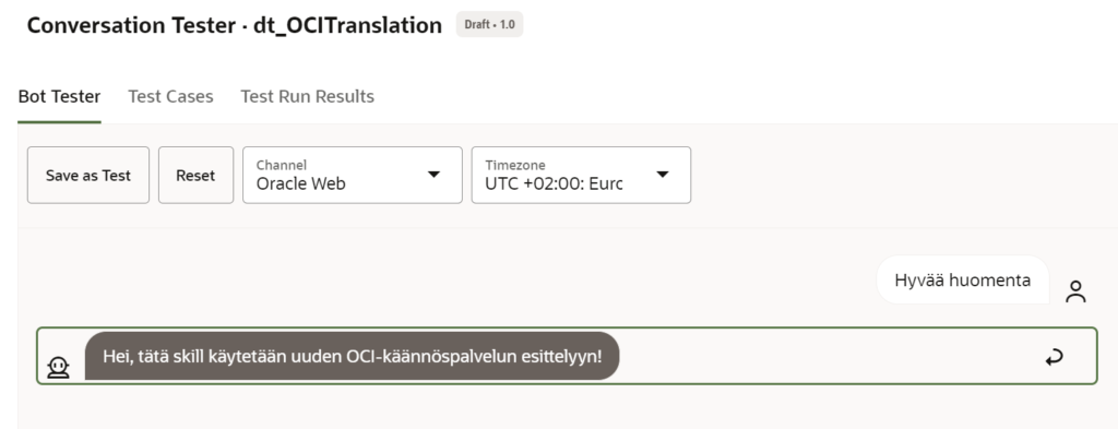 Oracle Digital Assistant adds support to OCI AI Translation Services